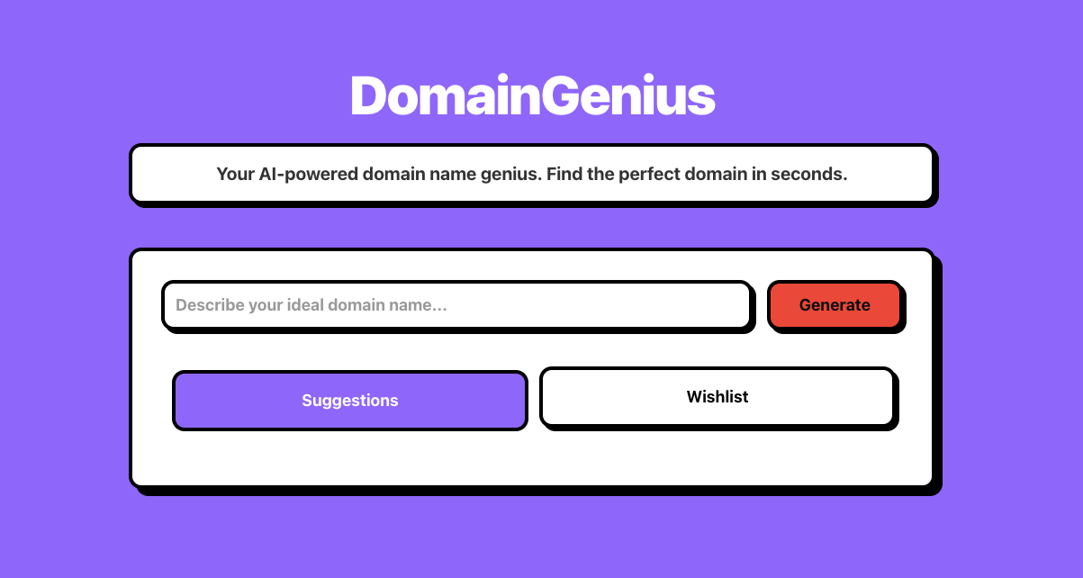 DomainGenius - AI-Powered Domain Name Generator